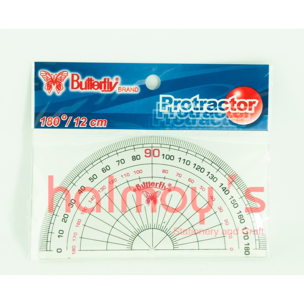 Jual PENGGARIS BUSUR / PROTRACTOR PLASTIK BUTTERFLY 180 / 12 CM ...