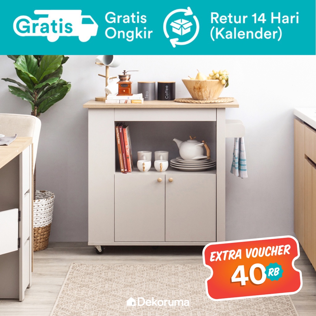 Jual Dekoruma Yver Lemari Dapur Kabinet dengan Rak Susun Roda | Kitchen ...