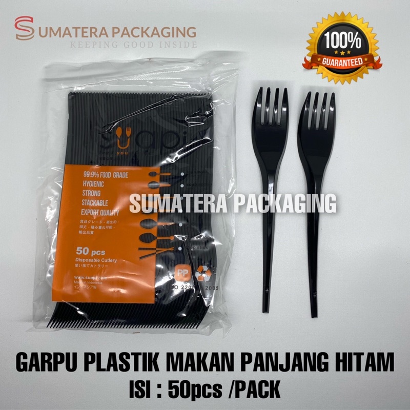 Jual GARPU PLASTIK MAKAN SUAPI HITAM PANJANG isi 50pcs per Pack Medan ...
