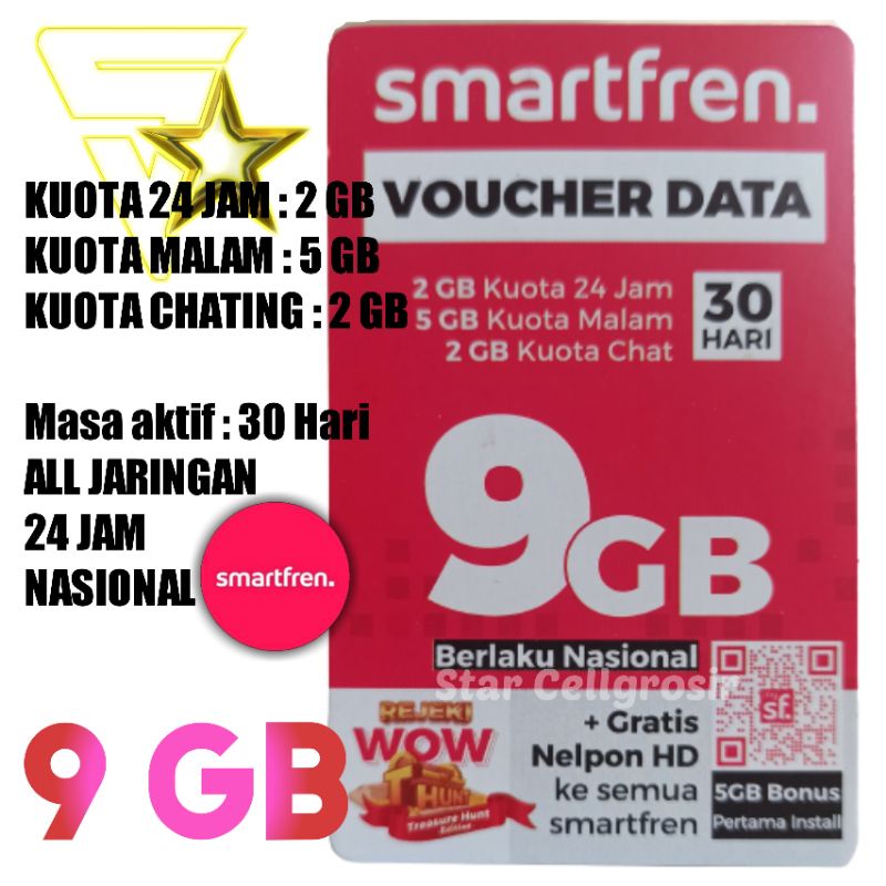 Jual VOUCER DATA SMARTFREN 9 GB 30 HARI ( REGULER / NASIONAL ) | Shopee Indonesia