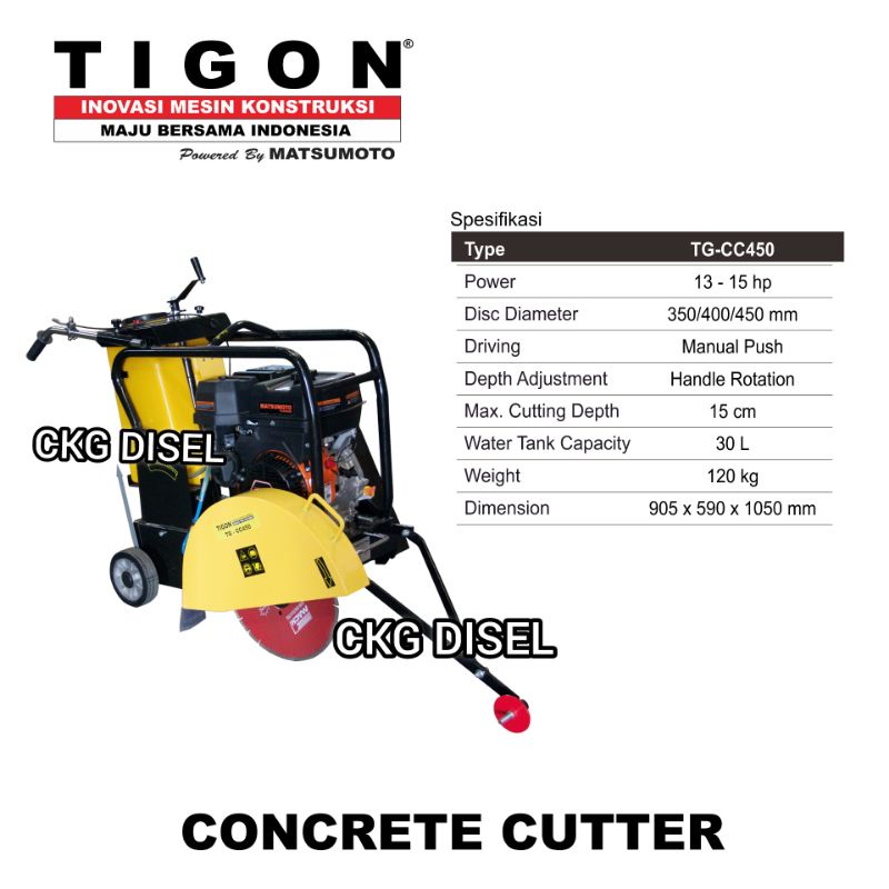 Jual MESIN POTONG ASPAL / BETON CONCRETE CUTTER TG-CC450 + BLADE 16 ...