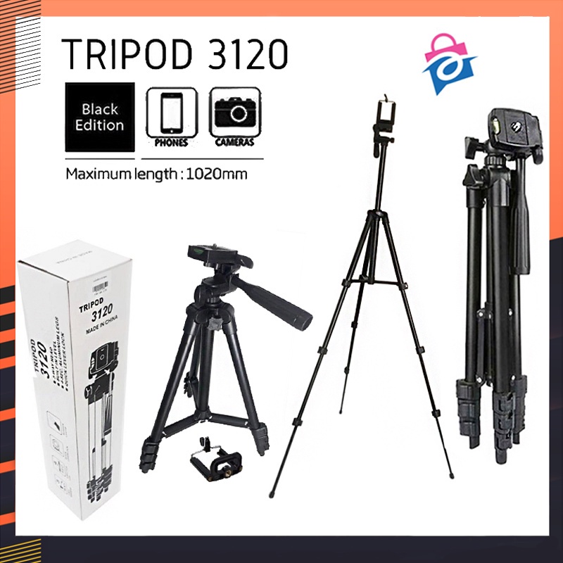 Jual TRIPOD 3110 SILVER DAN TRIPOD 3120 BLACK 1 METER FREE HOLDER U | Shopee Indonesia