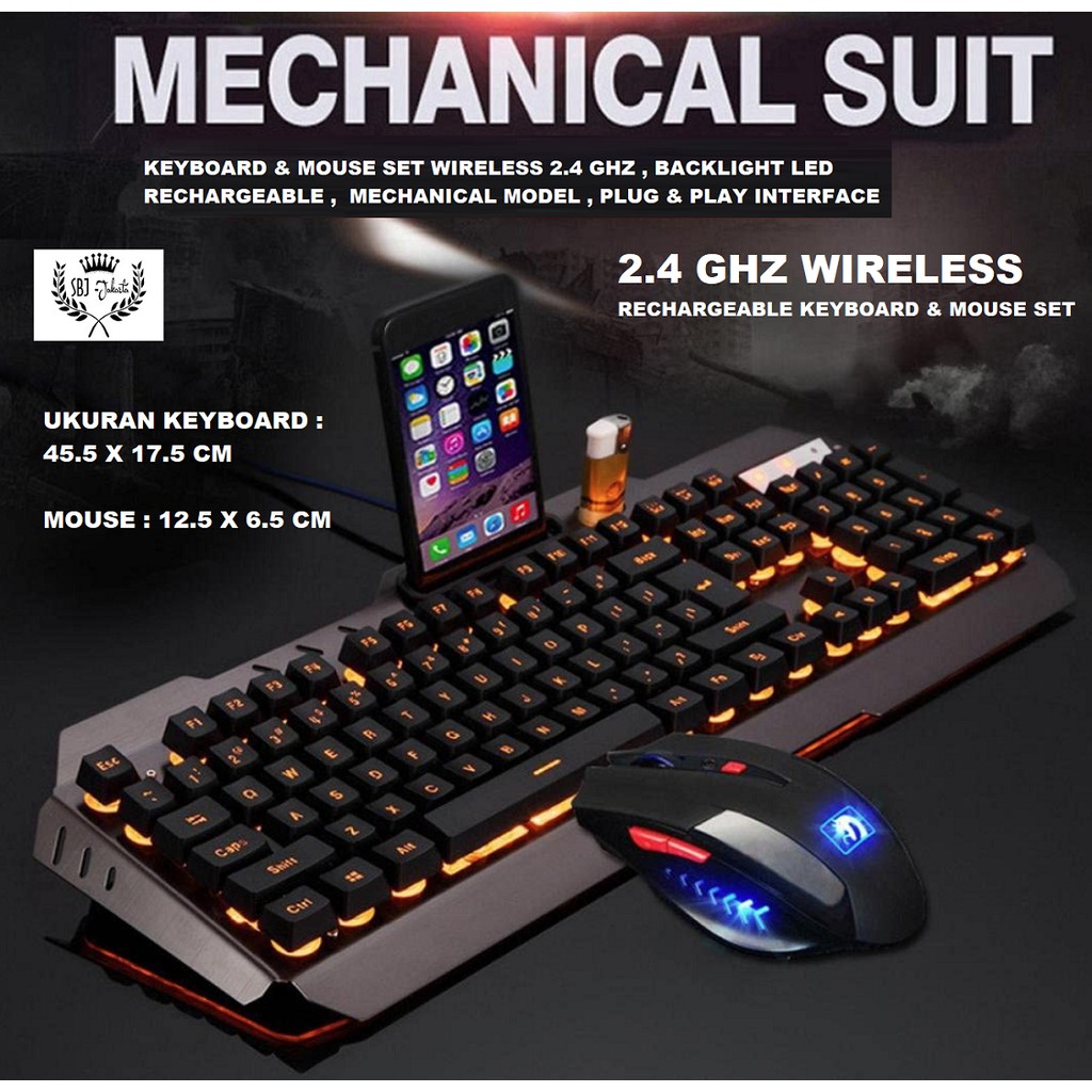 Jual Keyboard and Mouse Set Wireless 2.4 Ghz Metal Mamba SB18 ...