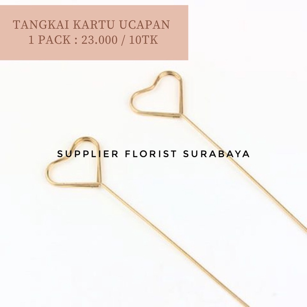 Jual [10 BIJI] TANGKAI KARTU UCAPAN BAHAN METAL MODEL BULAT DAN HATI ...