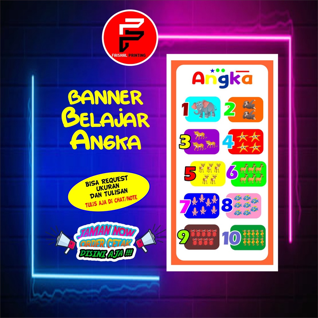 Jual Banner Angka/ banner Belajar Untuk Anak TK,SD, PAUD, MI / Spanduk ...