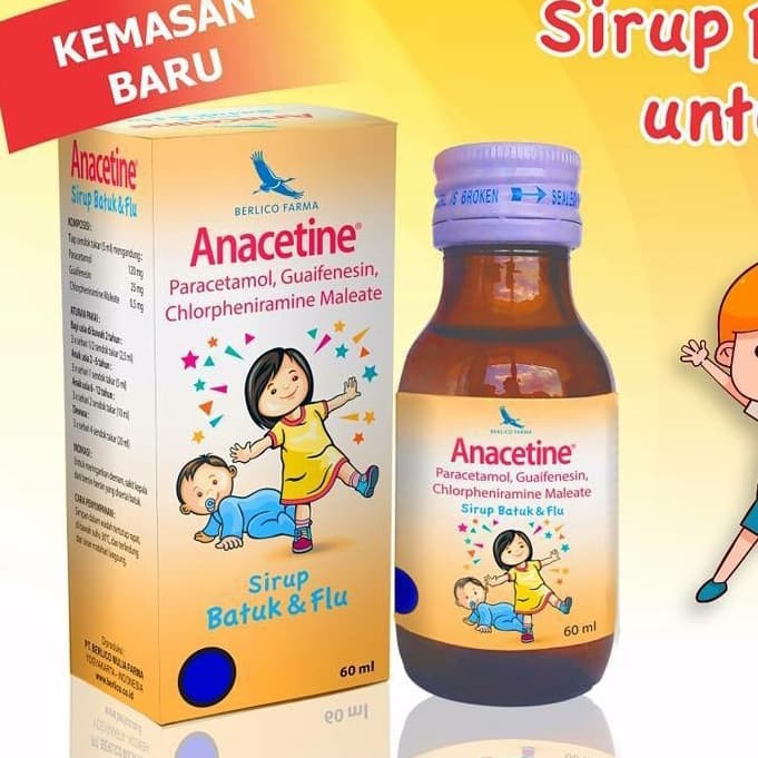Jual Obat Flu Batuk Pilek Demam Anak ANACETINE Sirup 60 ml | Shopee Indonesia
