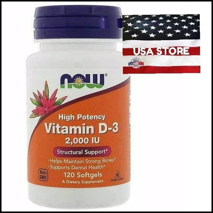 Jual BERKASIAT NOW FOODS VITAMIN D-3 2,000 IU 120 SOFTGELS FOOD D3 2000 2000IU | Shopee Indonesia