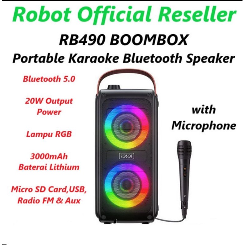 Jual NEW RB490 Robot Speaker Karaoke WITH RGB Bluetooth Portable Robot ...
