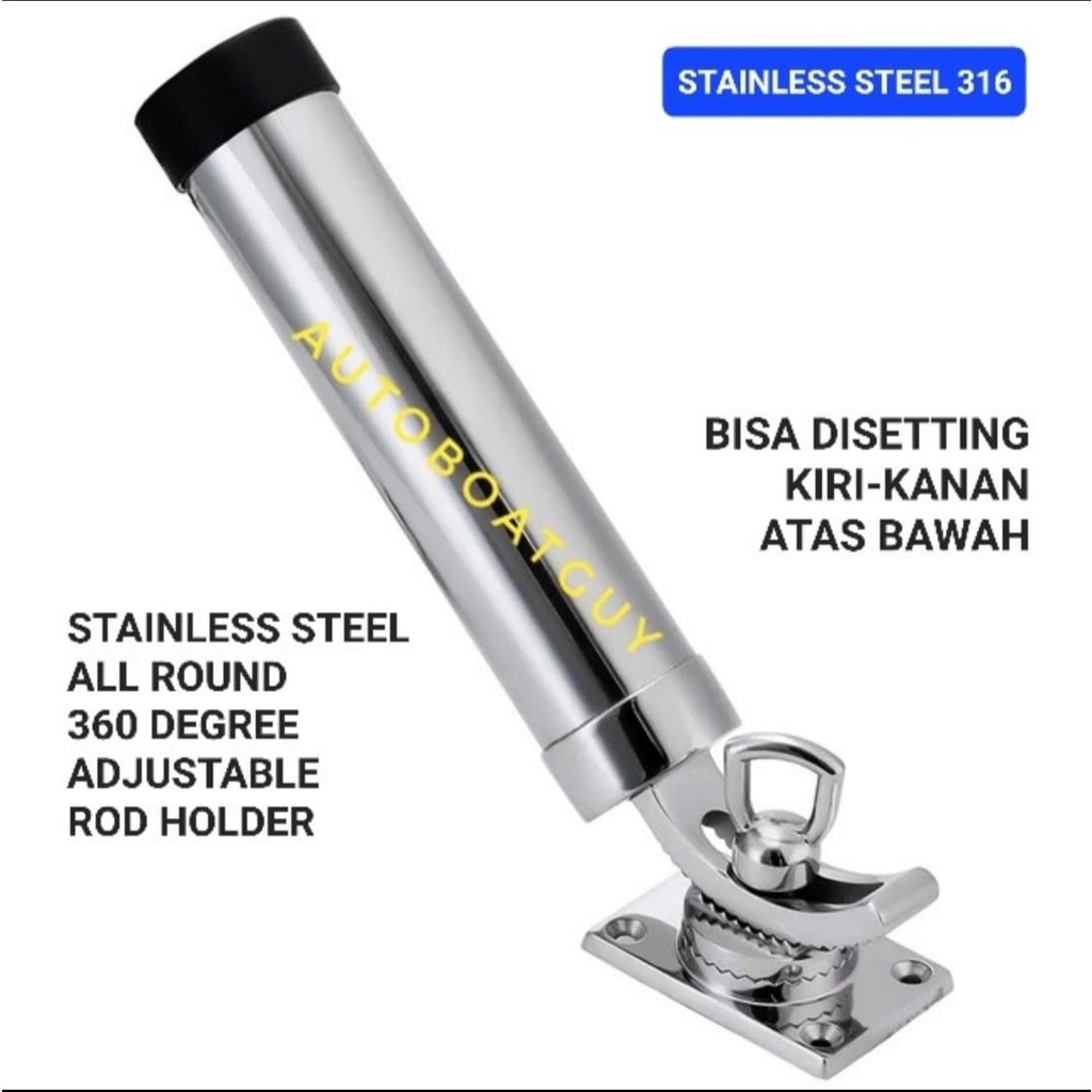 Jual Stainless Steel 316 All Round 360 Degree Adjustable Rod Holder ...