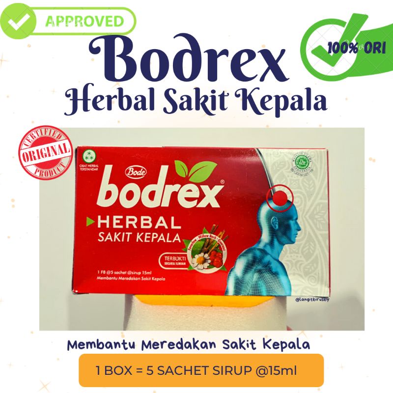 Jual BODREX HERBAL SAKIT KEPALA 1 BOX = 5 SACHET SYRUP @15ML | Shopee ...