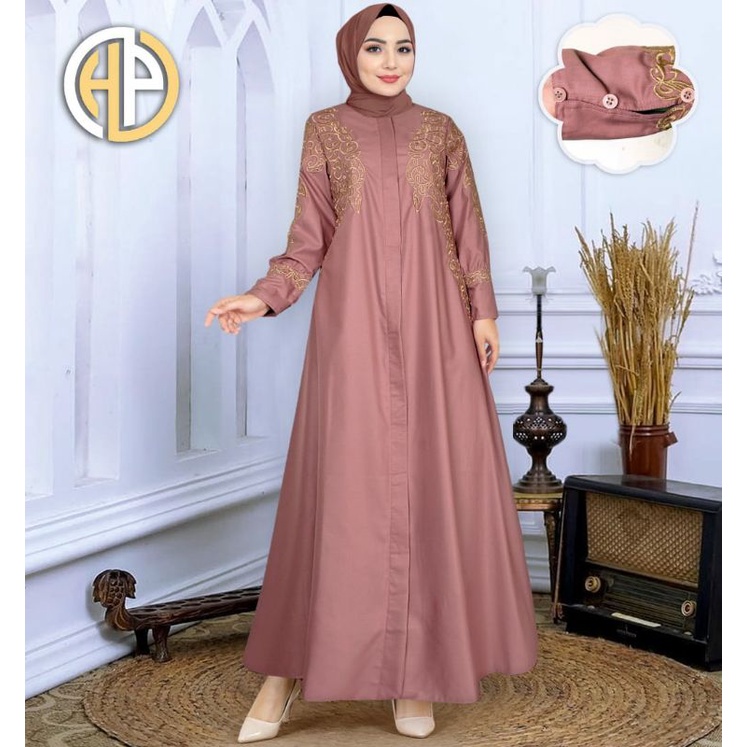 Jual (UKURAN SAMPAI JUMBO LD120)Gamis Katun Toyobo Bordir Premium ...
