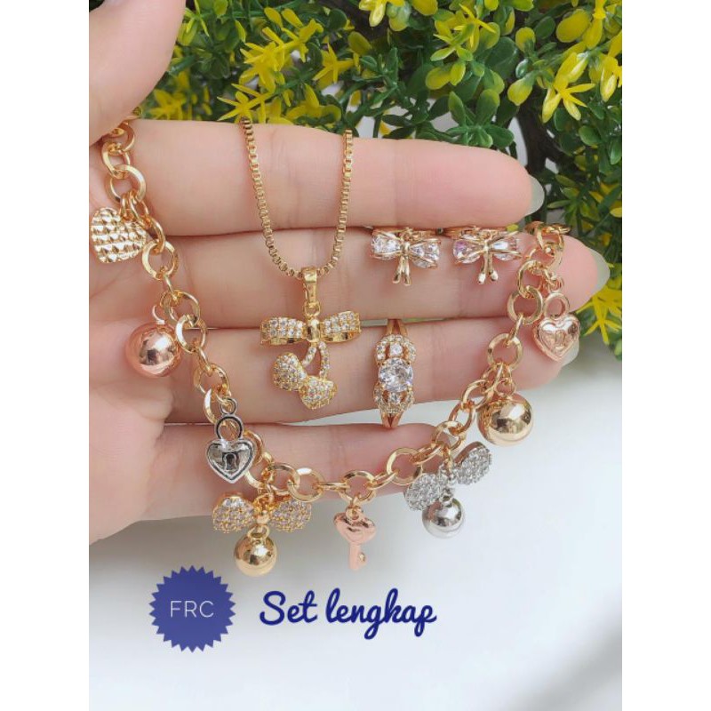 Jual [xuping] paket perhiasan xuping set gelang pita rantai gold 091220 | Shopee Indonesia