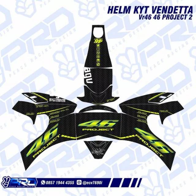 Jual Sticker Helm KYT vendetta 2 VR46 project 2 | Shopee Indonesia