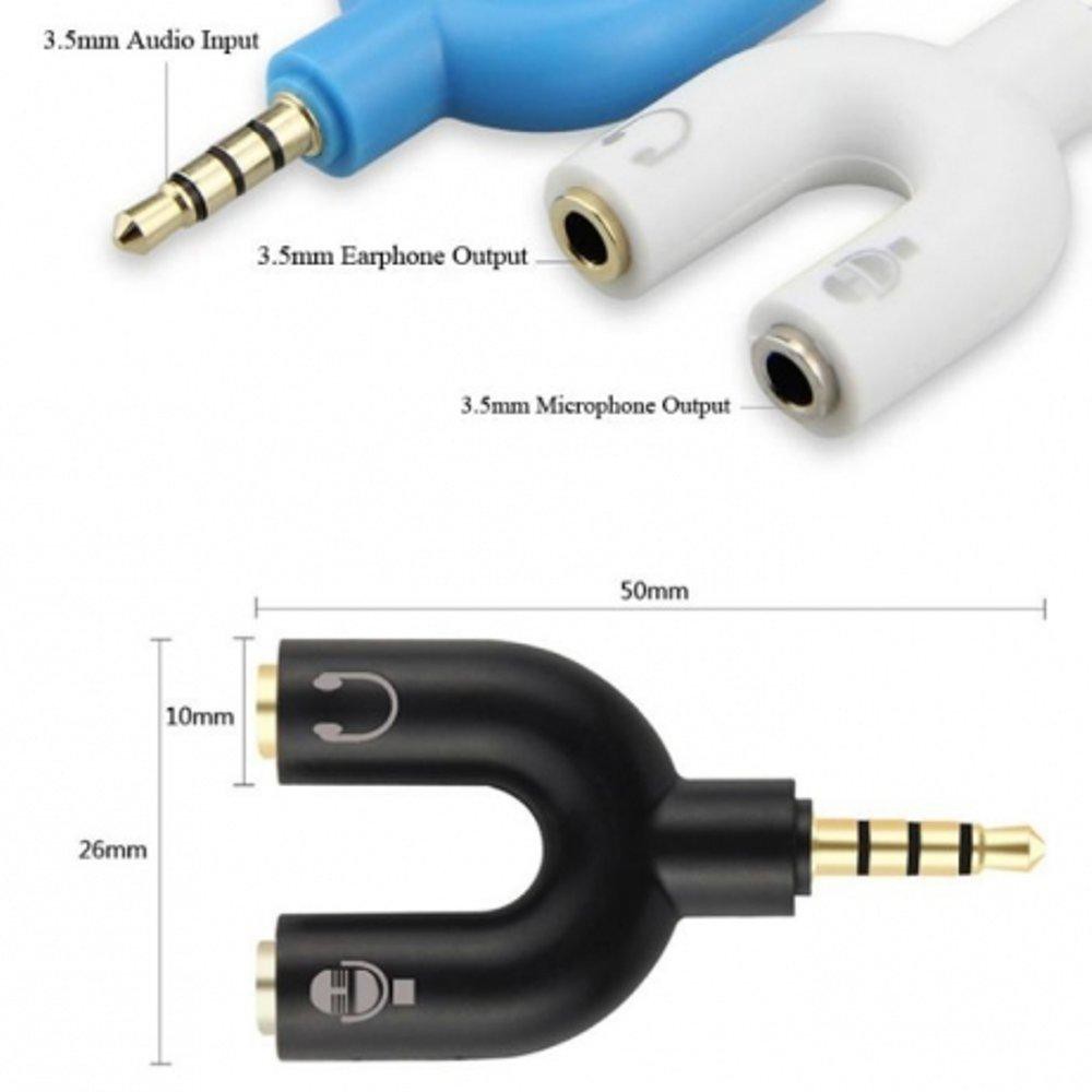 Jual Audio Splitter U shape 2 in 1 Jack 3.5mm to Dual Female Headset ...