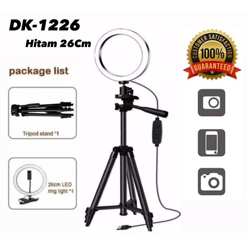 Jual TRIPOD DK-1126 / DK-1226 Make Up Vlog + Ring 26cm free Sarung Tripod | Shopee Indonesia