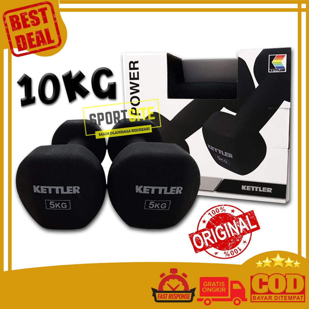 Jual Kettler Dumbell Neoprene 10 kg (10kg/pair) Dumbbles Barbel Alat Latihan Beban Olahraga ...