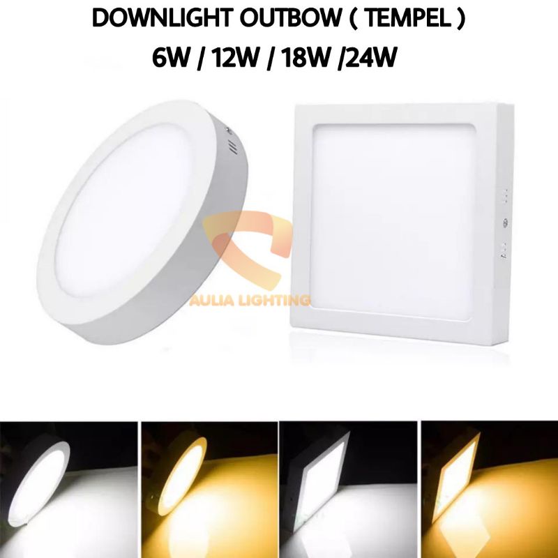 Jual Lampu downlight LED OB panel 6W 12w 18w kotak bulat outbow Dak cor beton teras tempel 220v ...