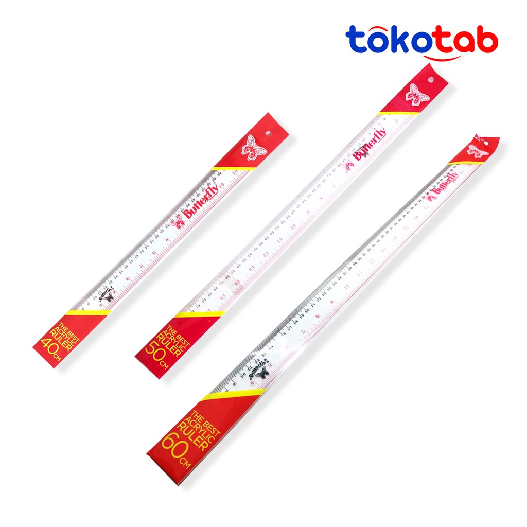 Jual Penggaris Mistar Sekolah Arsitek BUTTERFLY Panjang (40cm,50cm,60cm ...