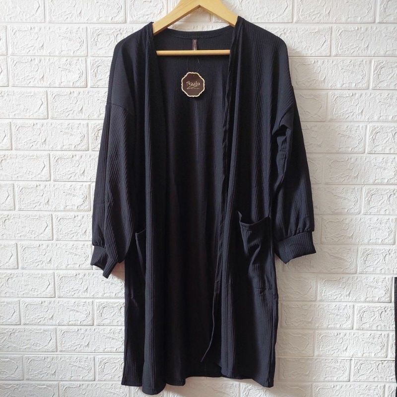 Jual CARDIGAN RAJUT TANGAN PUFF SOFTBONE KNITE PREMIUM WARNA HITAM LD ...