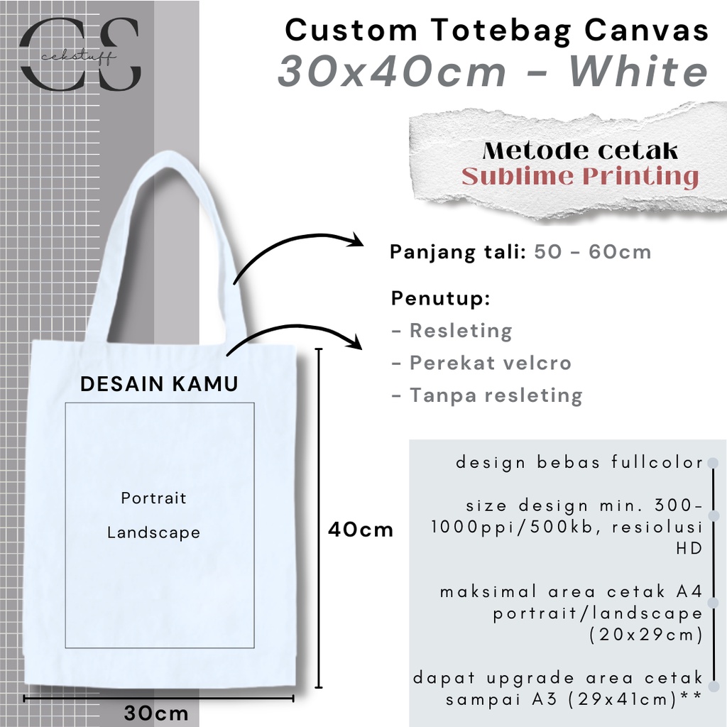 Jual PROMO Tas Totebag Custom Kanvas Premium 30x40 Pria Wanita Souvenir Pernikahan Perusahaan ...