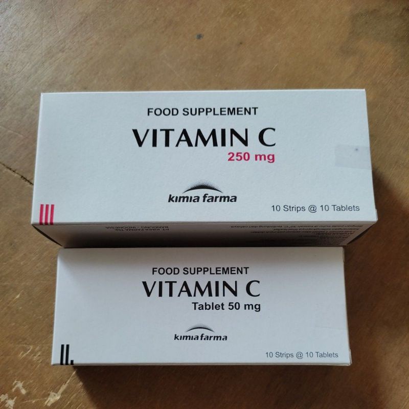 Jual VITAMIN C 50 mg & 250mg Kimia Farma Harga/ Box isi 100 Tablet ...