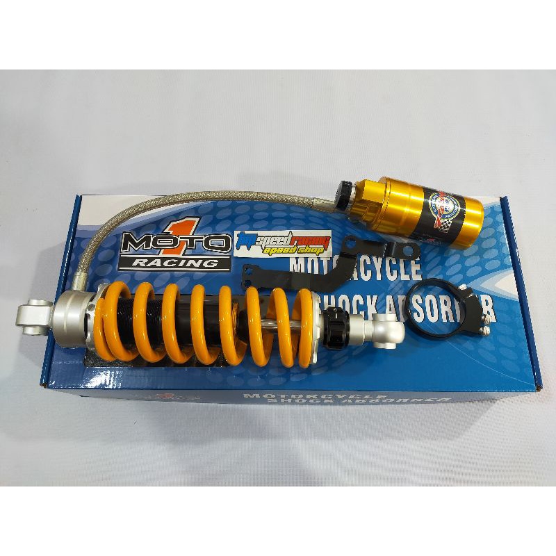 Jual Monoshock shock tabung pisah moto 1 ninja R plus kleman tabung | Shopee Indonesia