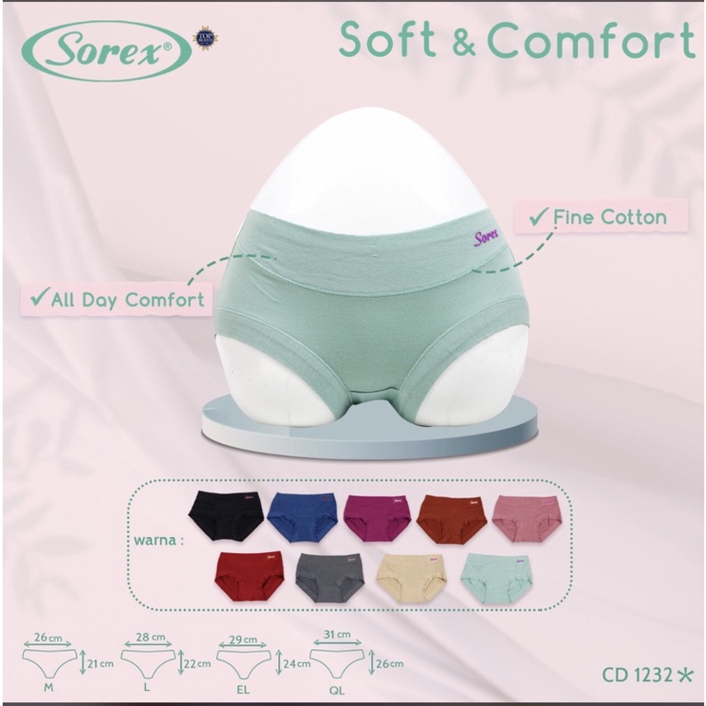 Jual CD SOREX 1232 BASIC | CELANA DALAM WANITA SOREX KATUN | ORIGINAL CD SOREX M L XL XXL | SOFT ...