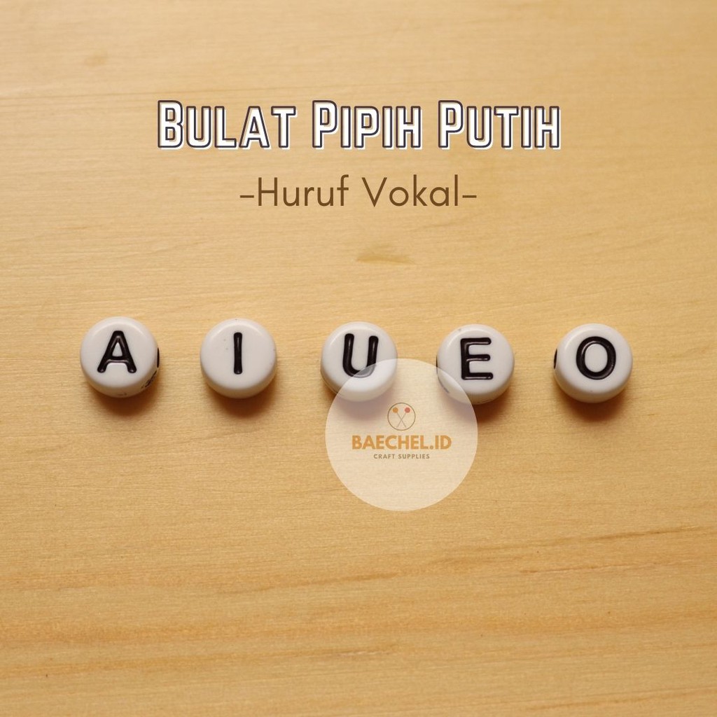 Jual [Pilih Huruf] Manik Mote Huruf Bulat Pipih PUTIH | Huruf VOKAL ...