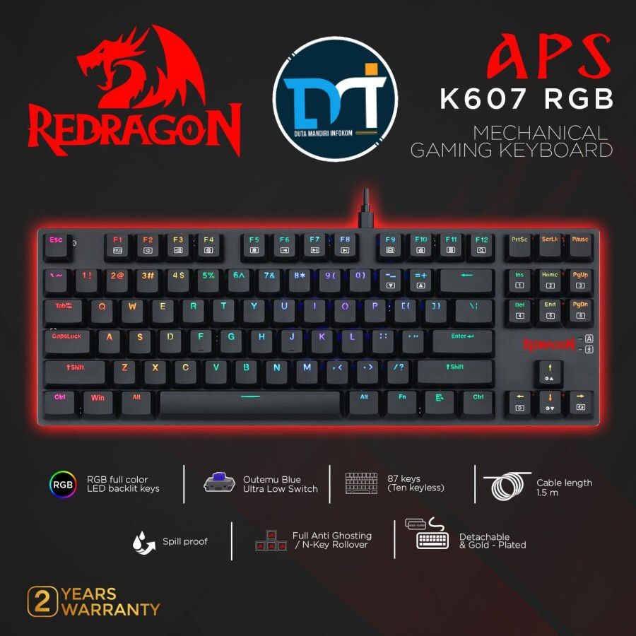 Jual Redragon APS K607 RGB - TKL Ultra Low Mechanical Gaming Keyboard | Shopee Indonesia