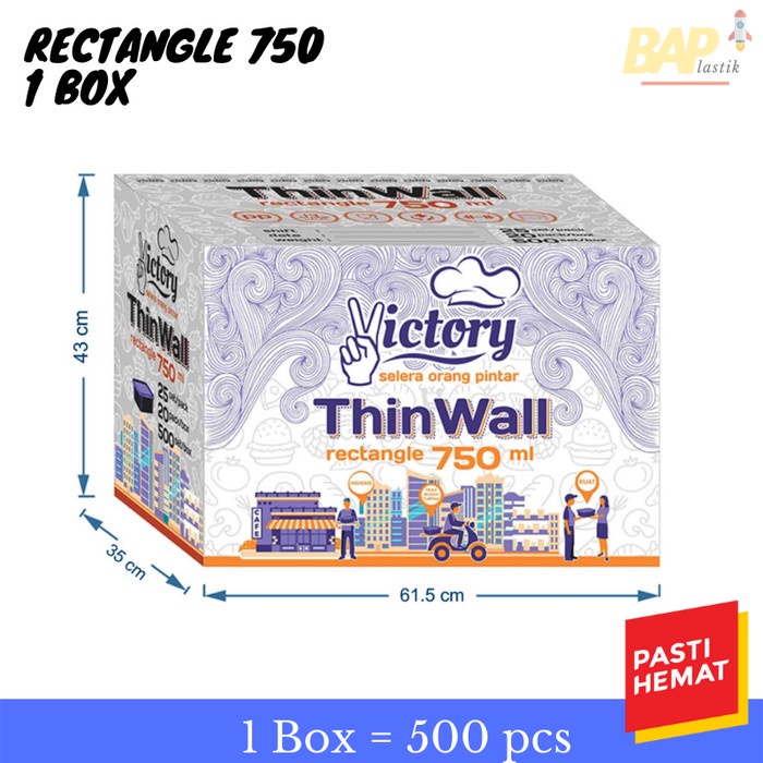 Jual Thinwall Victory Rectangle 750 ml ( 1 DUS ) | Shopee Indonesia