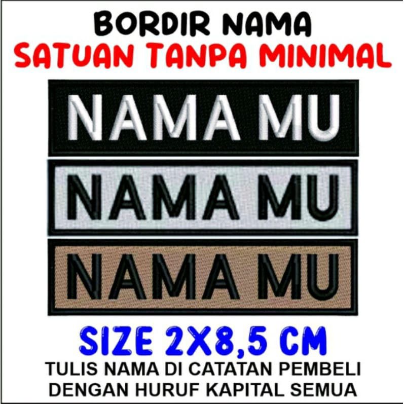 Jual Bordir Nama/Nametag Emblem Siswa/Siswi Sekolah , Pondok Pesantren ...