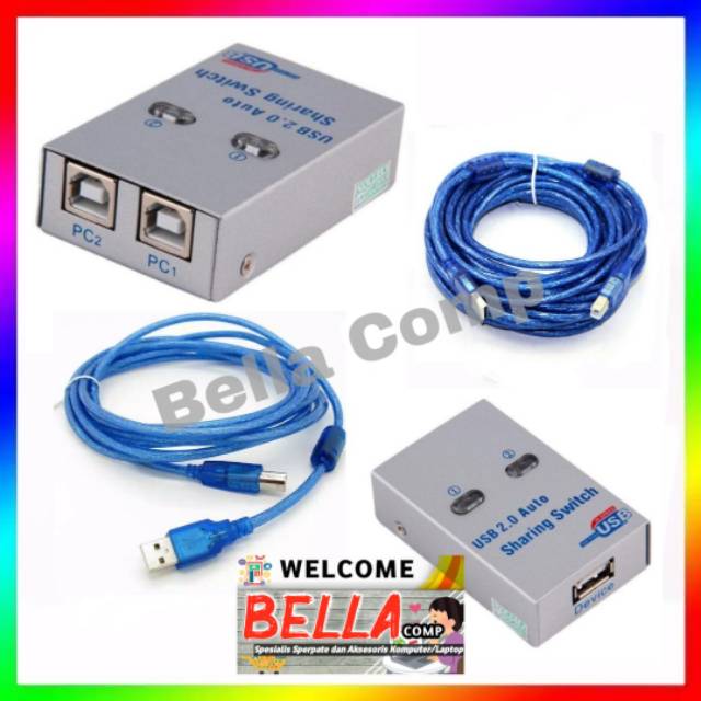Jual PAKET AUTO SWITCH PRINTER + KABEL PRINTER USB 2.0 - SHARING SWITCHER 1-2 USB / AUTO SWITCH ...