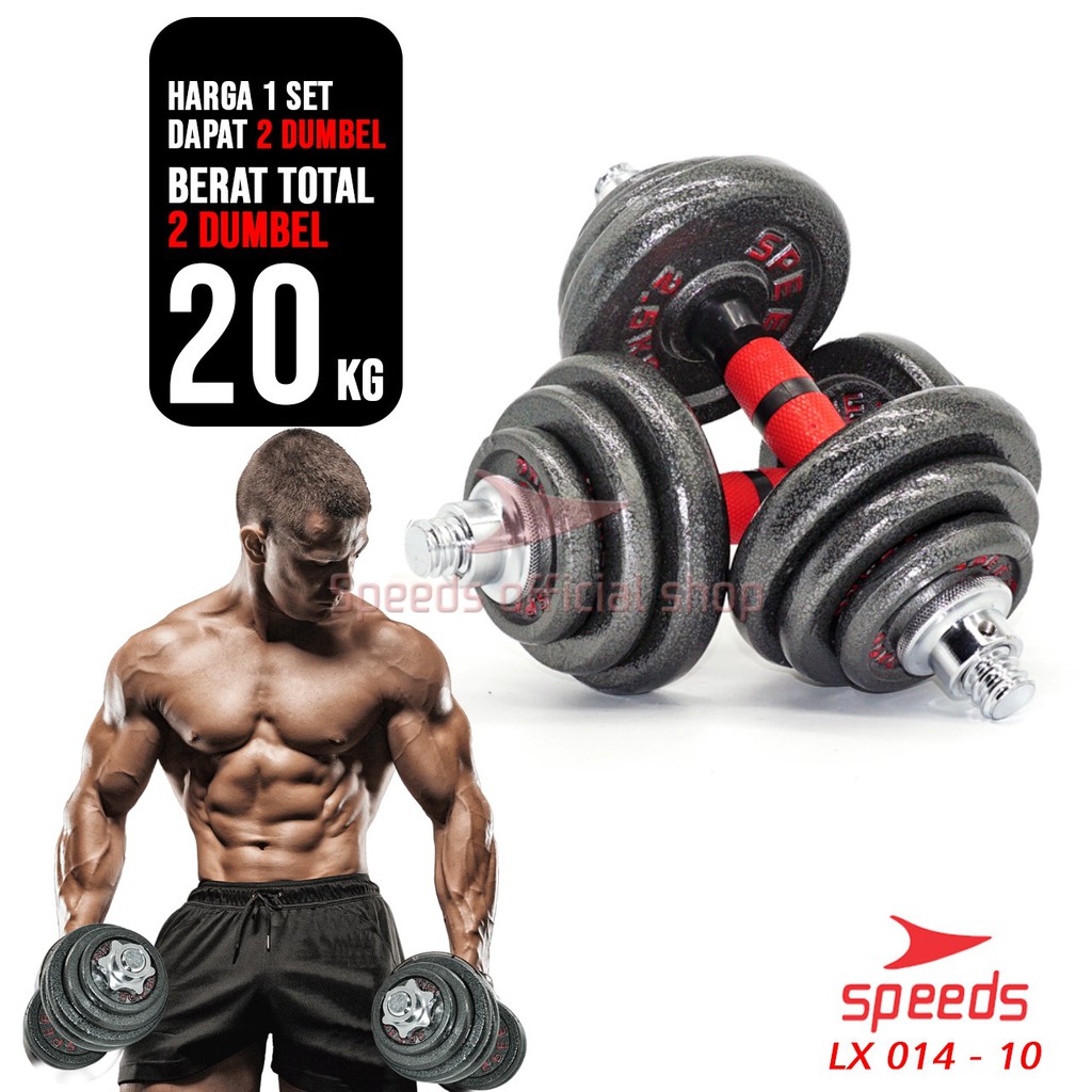 Jual SPEEDS Dumbell Barbel Set 20Kg Tiang Angkat Beban Besi Dumbbell Stainless Barbell Gym 20 Kg ...