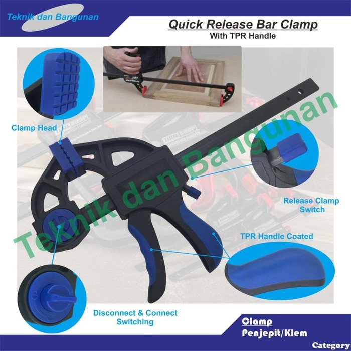 Jual 4" Quick Release Bar Clamp TPR Handle | Shopee Indonesia