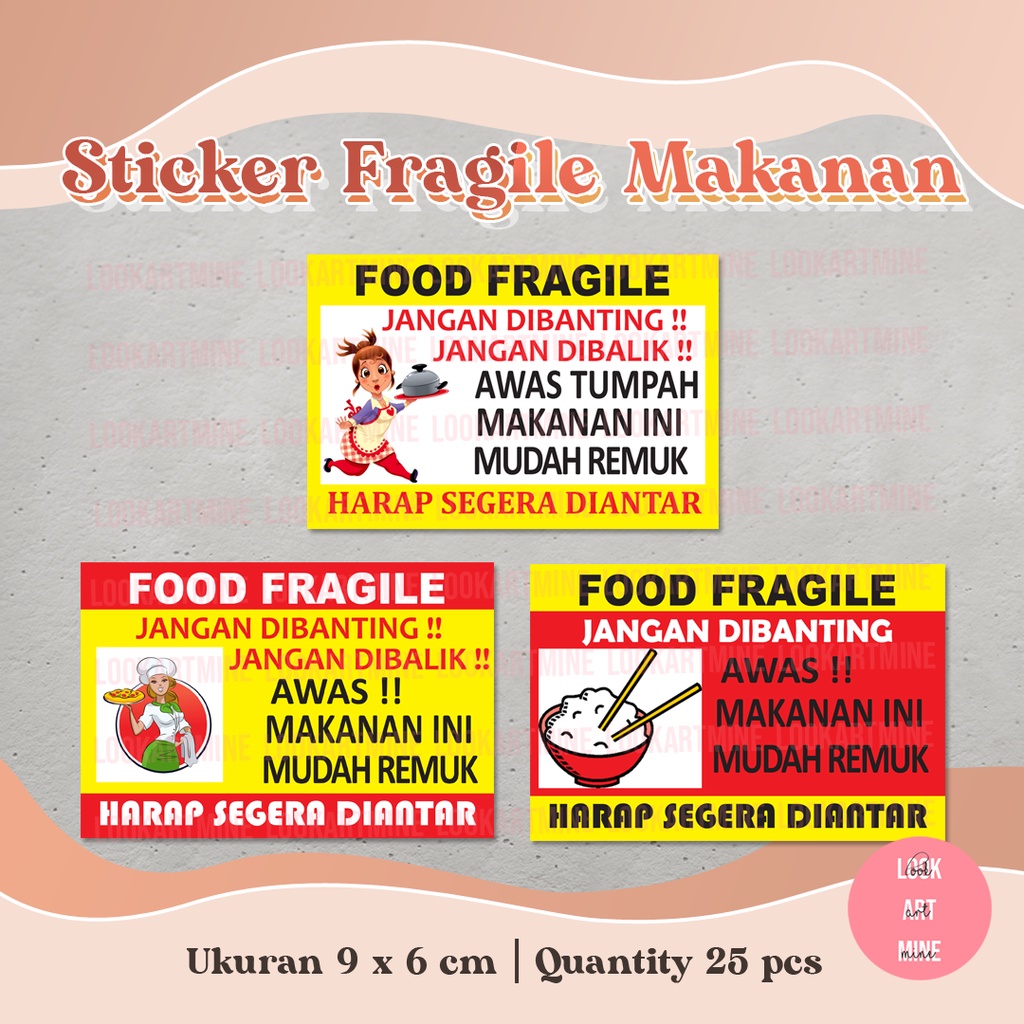 Jual CETAK STIKER FRAGILE MAKANAN | STIKER LABEL FOOD DELIVERY | STIKER ...
