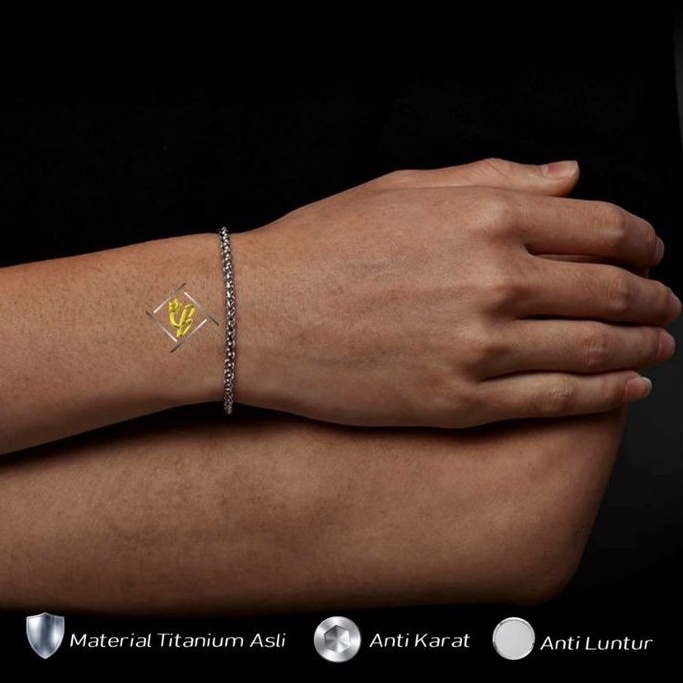 Jual Gelang Pria Titanium Asli Anti Karat Warna Silver Perak Putih ...