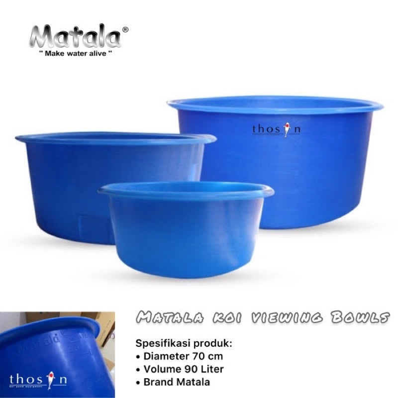 Jual Fish tub bucket ember bak ikan bulat MATALA koi viewing bowls 90L ...