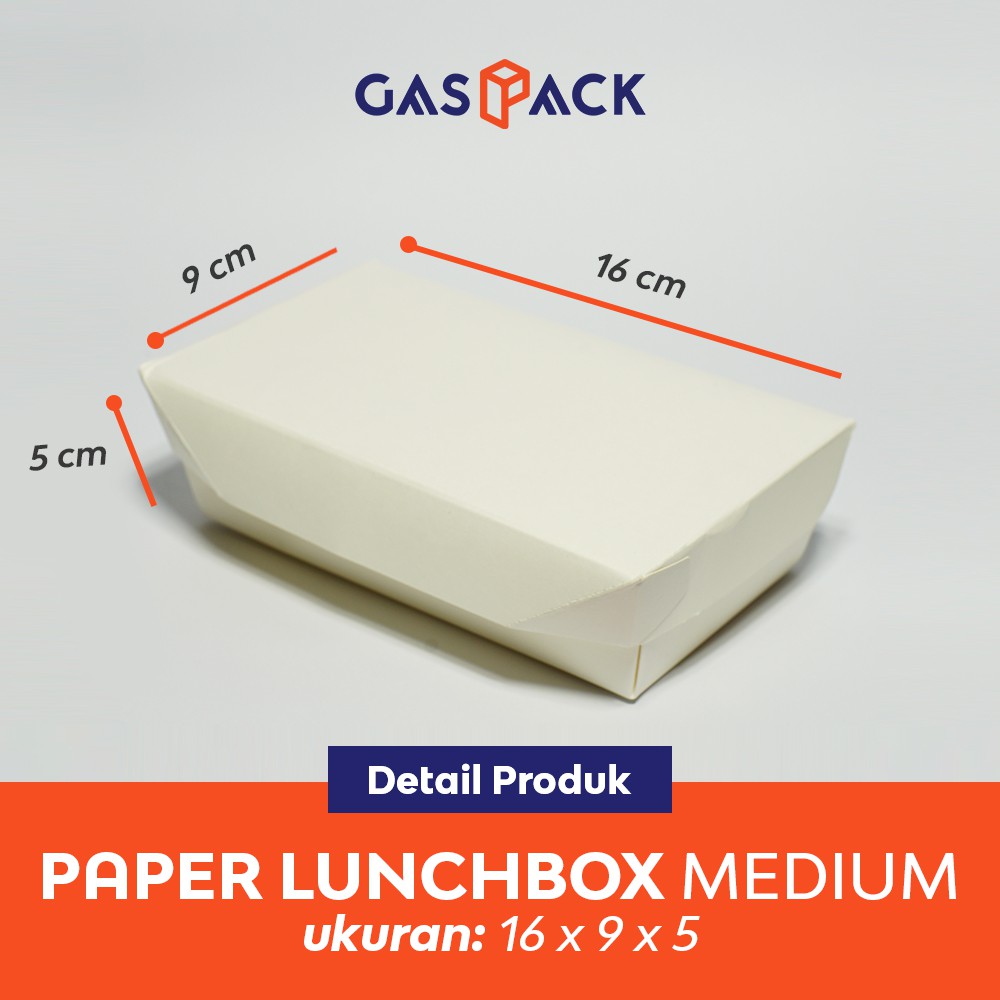 Jual Kotak Makan Kertas - Paper Lunch Box Plain (Medium) - 16 x 9 x 5cm ...