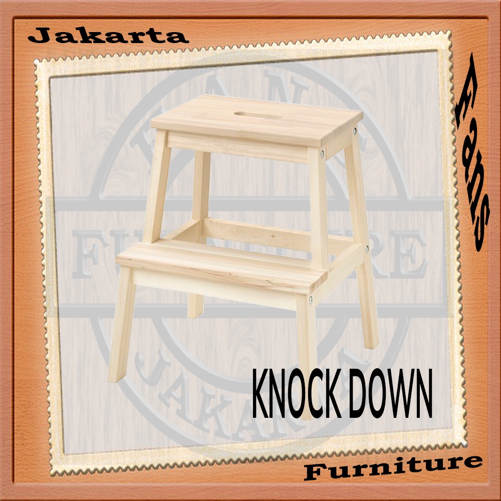 Jual Bangku Kursi Tangga Kayu 2 Step kayu jati belanda Anak Dewasa ...