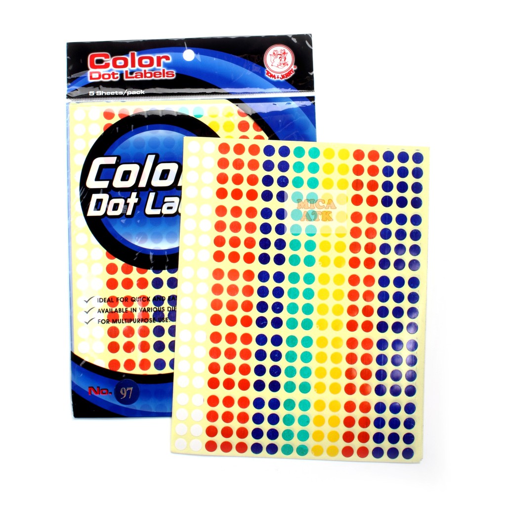 Jual TOM & JERRY Label Color DOT 97 - Sticker Warna Warni [ PAD ...