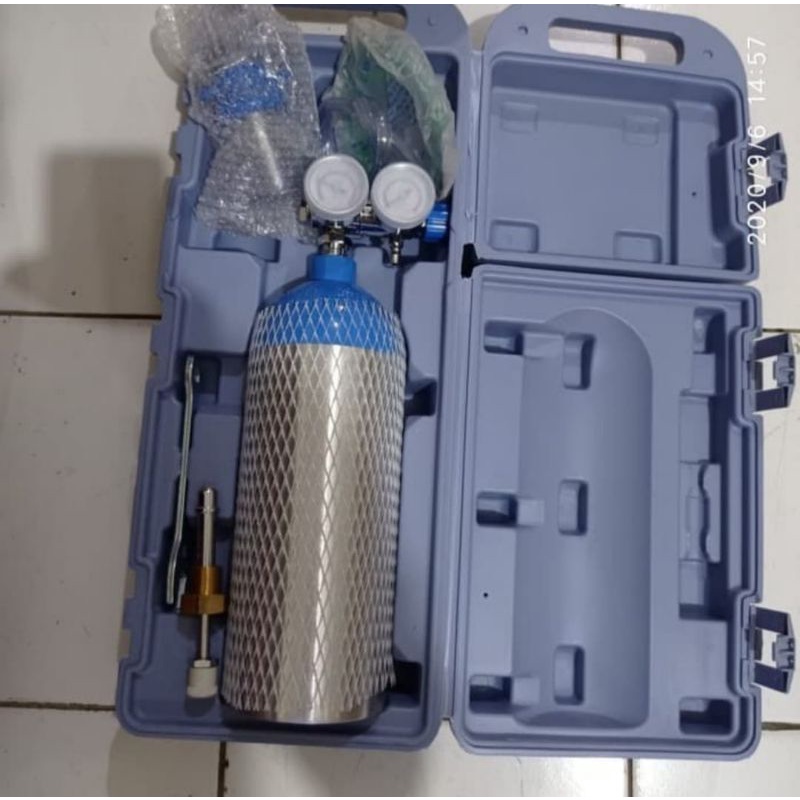 Jual Tabung Oksigen Alumunium Portable Traveling 0,25m3 + isi Oxygen Siap Pakai | Shopee Indonesia