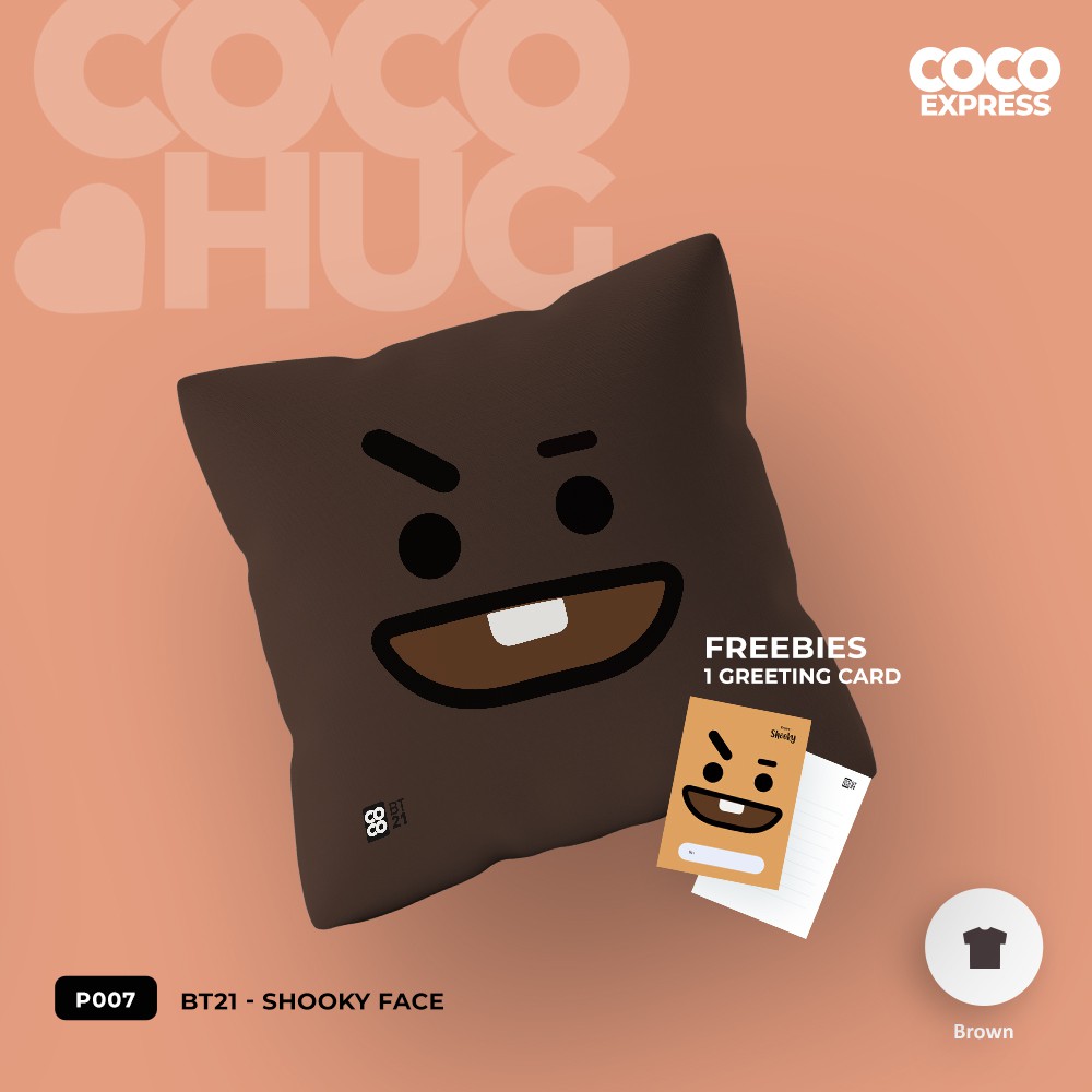 Jual Bantal BTS BT21 - SHOOKY Face COCOHUG [P007] + FREEBIES 1 kartu ...