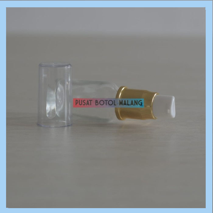 Jual Botol Kaca 15Ml Pump Treatmen Neck Gold/Body Bening Tebal | Shopee ...