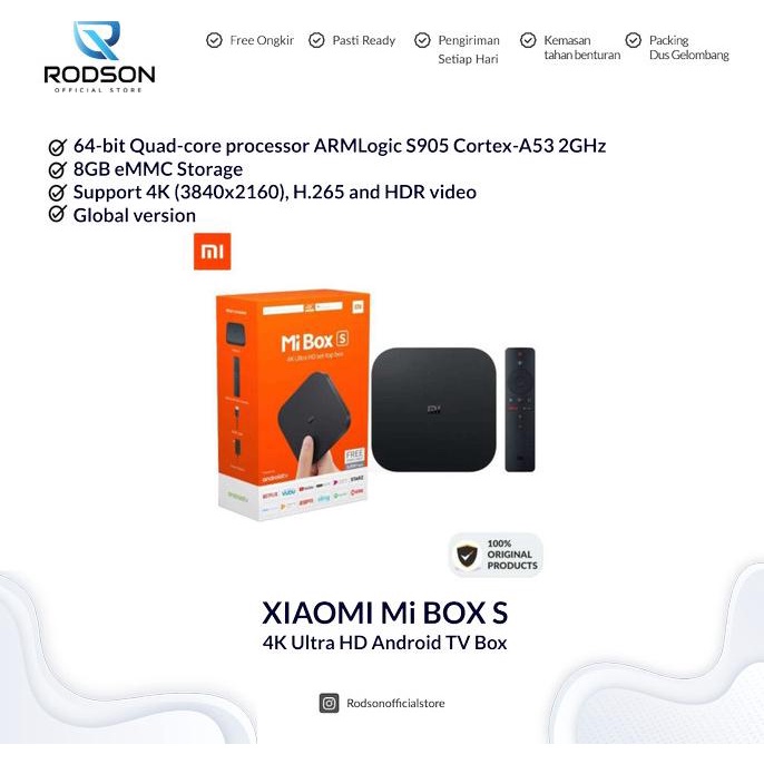 Jual XIAOMI Mi BOX S 4K Ultra HD Android TV Box | Shopee Indonesia