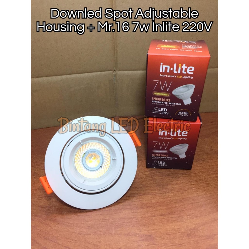 Jual Spotlight MR16 Inlite 7W 7 W 7Watt LED + Downlight Halogen MR.16 ...