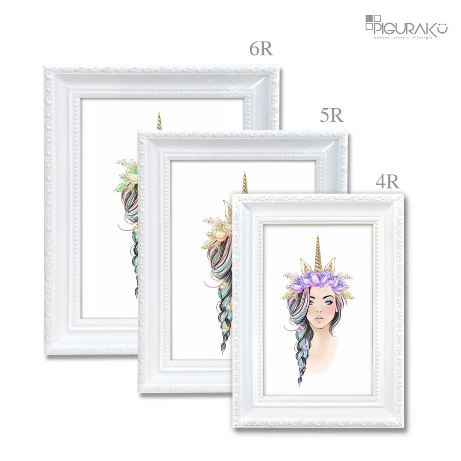 Jual Pigura Foto Classic/Ukir - 6R (15x20 cm) - Bingkai Foto 6R Putih ...