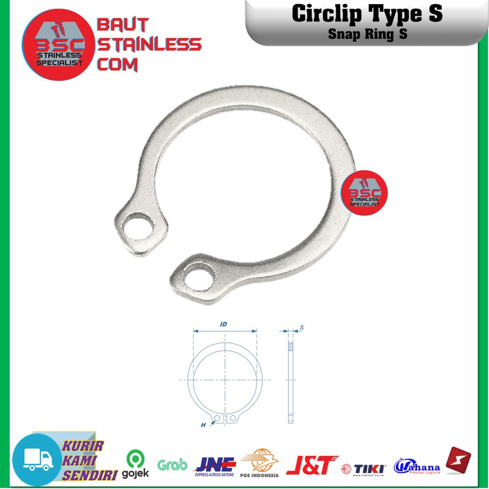Jual CIRCLIP SNAPRING STAINLESS SS304 TYPE - S35 EXTERNAL LOCKING SNAP RING | Shopee Indonesia