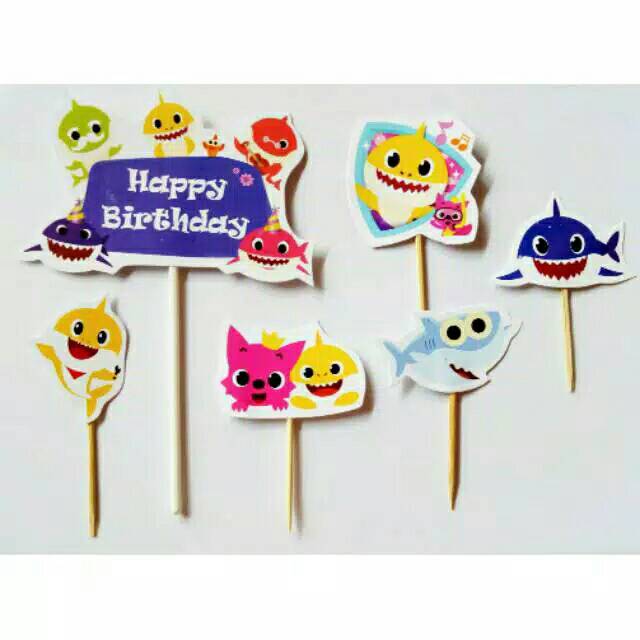 Jual Topper toper cake hiasan kue ulang tahun karakter baby shark satu ...