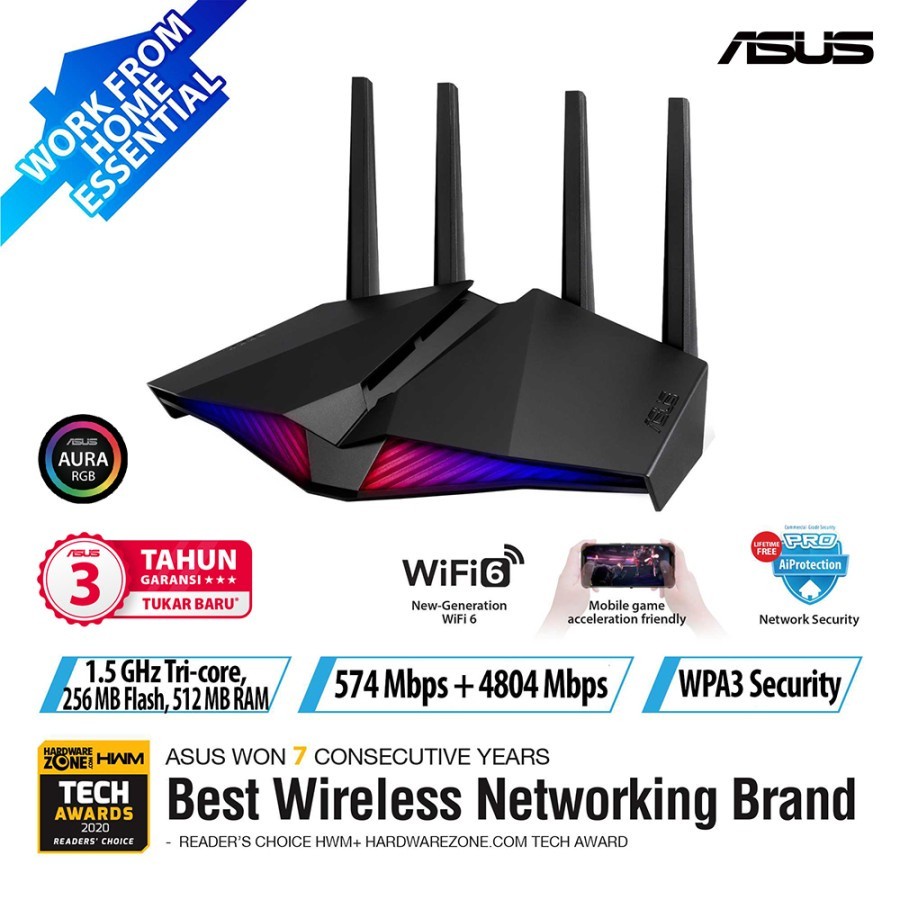 Jual ASUS RT-AX82U AX82 WiFi 6 Dual Band Wi-Fi AX5400 Gaming Router ...