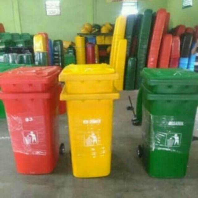 Jual Tempat sampah tong fibergass roda / container binn 120L | Shopee ...